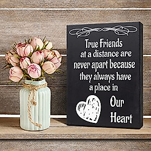 JennyGems Friend Gifts, Friends At a Distance Are Never Apart Wooden Sign, Going Away Gifts for Friends, Wall Hanging and Shelf Decor, Made in USA