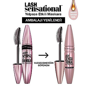Maybelline Lash Sensational Washable Mascara, Lengthening and Volumizing for a Full Fan Effect, Very Black, 1 Count