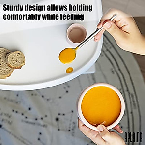 APLAINR Weighted Silicone Baby Led Weaning Supplies First Feeding Set | Includes Plate Bowl and Cup (Cream)