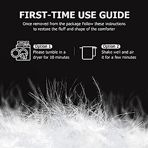 Dafinner Organic Feathers Down Comforter Queen Size Duvet Insert for All Seasons - Hotel Collection 100% Cotton, Fluffy 750 Fill-Power, Medium Warm Full Queen Bed Blanket, 90”x90”, White