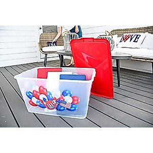 SIMPLYKLEEN 14.5-gal. Reusable Stacking Plastic Storage Containers with Lids, USA 4th of July (Pack of 2) Made in the USA