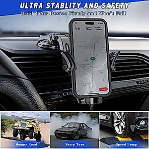 IPOW Car Phone Mount [Off-Road Grade Super Suction] Universal Car Phone Holder Mount for Dashboard Windshield, Car Phone Mount for iPhone 14 Samsung All Phones with Angle Adjustment of 3 Parts