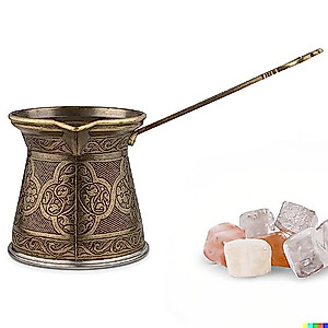 Alisveristime Authentic Turkish Coffee Pot, Handmade Cezve/Ibrik, Multiple Sizes and Colors Available - Enhance Your Coffee Experience Now! (Antique Green, 6 Cup)