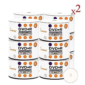 Smart Buy 1200 Pack DVD+R 4.7gb 16x White Printable Inkjet Blank Media Record Disc, 1200 Disc 1200pk