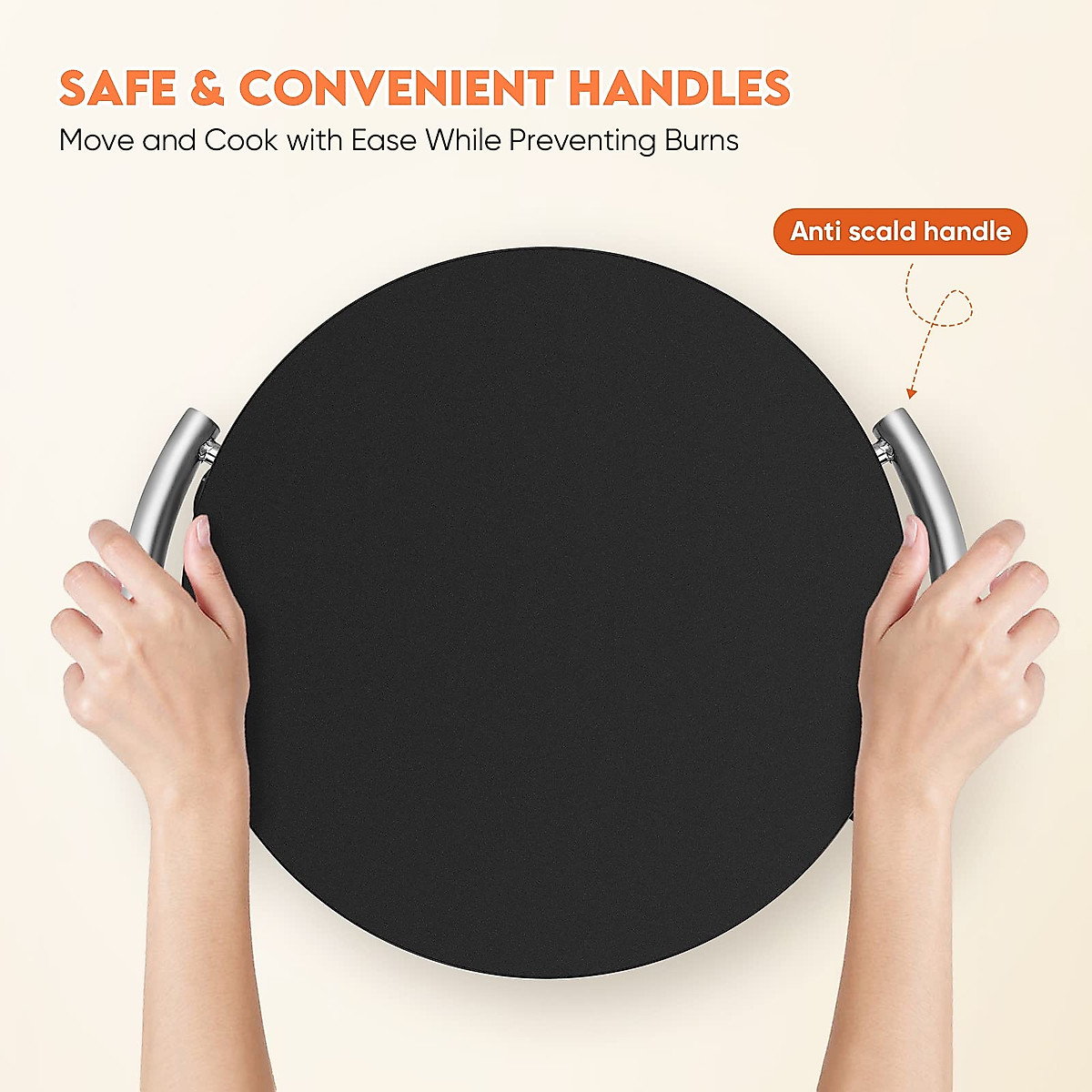 BOEASTER Commercial Crepe Maker, 16" Non-Stick 2000W Electric Crepe Machine Adjustable Temperature Control, Thickened Cast Iron Cooking Surface Pancakes Maker Griddle with Handle