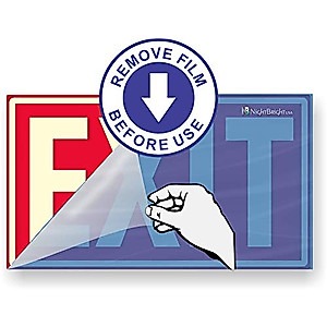 Photoluminescent Exit Sign (Red) / Pack of 2 / UV Inks on Aluminum. Heat Resistant | Cold Tolerant | Weather Proof. MADE IN USA.