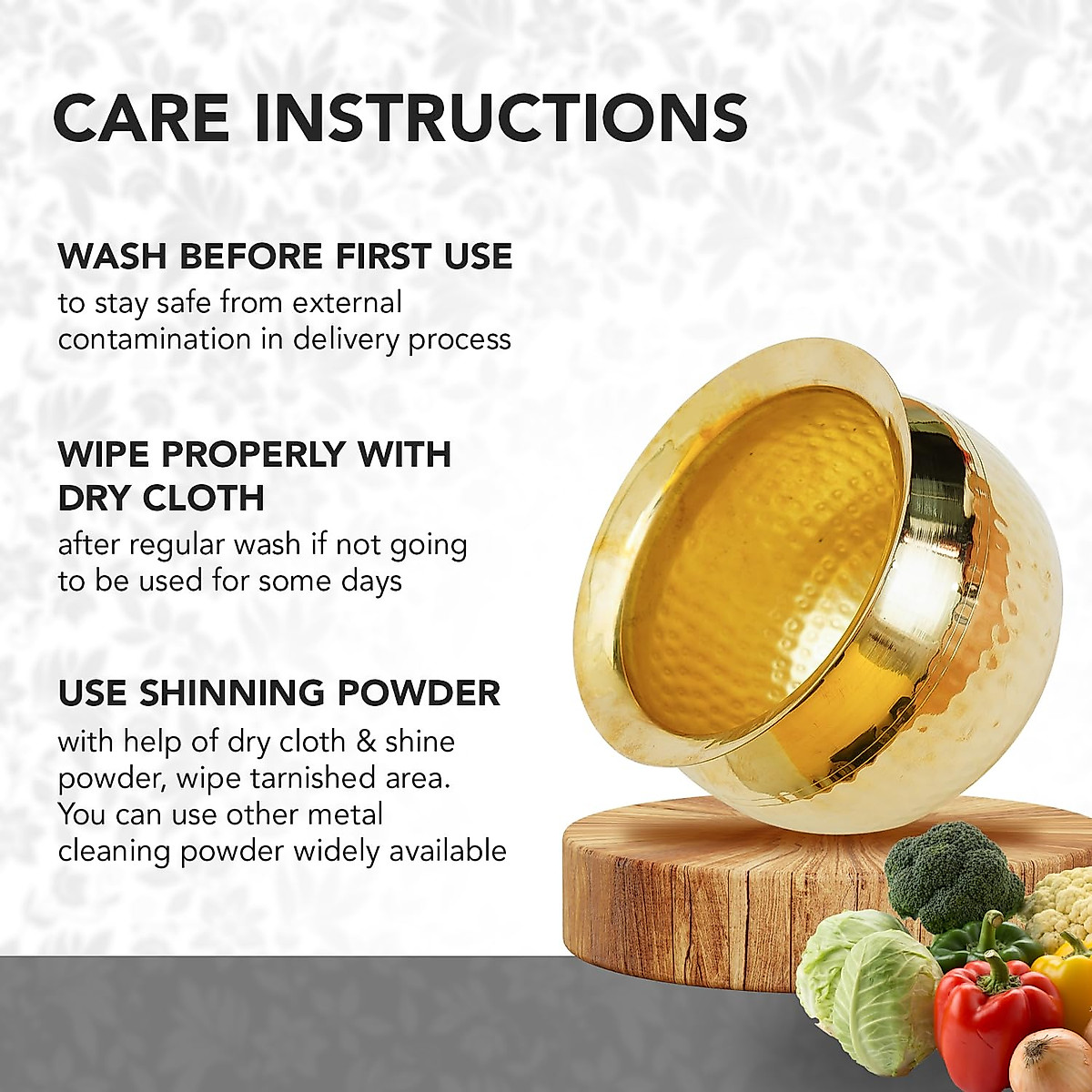 Ekhasa 100% Pure Brass Heavy Weight Biryani Handi for Cooking & Serving (2 L Water Capacity) | Biryani Pot or Pongal Pot or Lagan Handi for Home Kitchen, Hotel or Restaurant | Pital Handi for Cooking