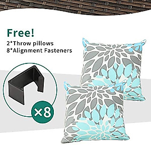 YITAHOME 6 Piece Outdoor Patio Furniture Sets, Garden Conversation Wicker Sofa Set, and Patio Sectional Furniture Sofa Set with Coffee Table and Cushion for Lawn, Backyard, and Poolside, Brown