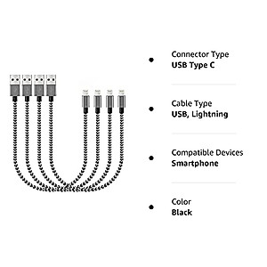 Short iPhone Charger Cable 4Pack,1FT Lightning to USB Braided Data Sync Fast Charger Cord Compatible with iPhone 12 Pro Max/12/11/11 Pro Max X XS Max 8 7 6S Plus Pad 2 3 4 Mini, Pad Pro Air(Black)