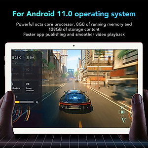 Naroote Gaming Tablet, Octa Core CPU Office Tablet 8800mAh 10.1 Inch for Work (US Plug)