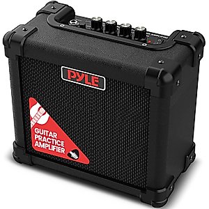 Pyle Portable Electric Guitar Amp, 10W Wall Powered Mini Amplifier with 5" High Definition Speaker, Distortion, Headphone Out