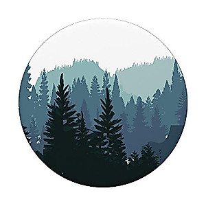 Pine Tree mountain scene Teal forest pattern for women men PopSockets Swappable PopGrip