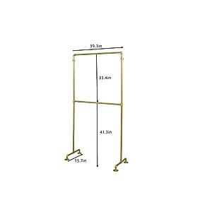 CIVANA 2 Tiers Iron Pipe Clothing Rack, Garment Display Shelf, Commercial Clothes Hanger, Retail Cloth Hanging Bar, Steampunk Style, Gold, 78.7inch
