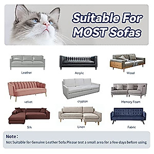 Anti Scratch Furniture Protectors from Cats - 10 Pack Cat Scratch Deterrent Tape Self Adhesive, Clear Plastic Cat Couch Protector for Sofa, Door (6 pcs 17" L 12" W + 4 pcs 17" L 6" W + 50 Pins)…