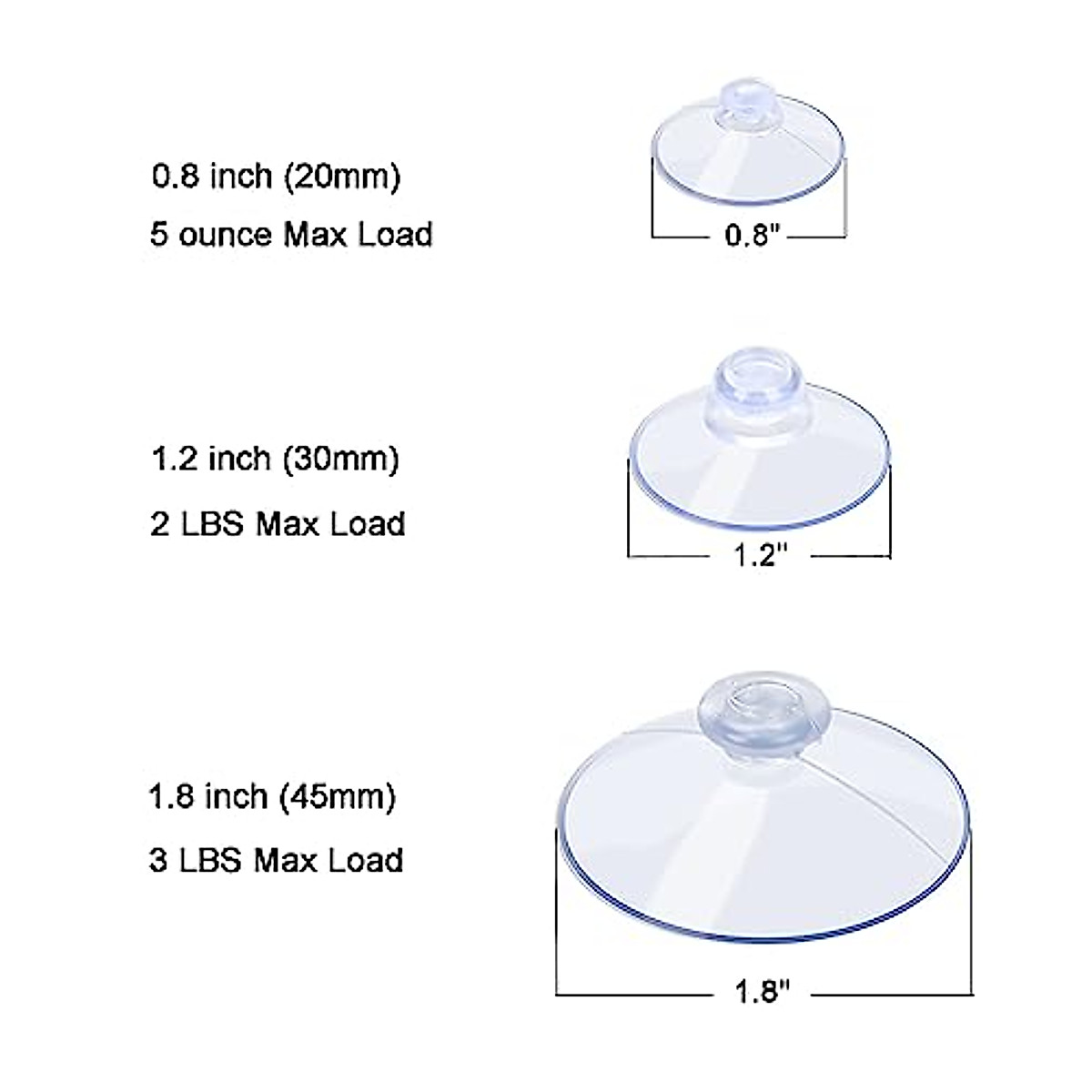 AQUANEAT 30 Packs Suction Cups Without Hooks 0.8/1.2/1.8 Inch Clear Sucker Pads for Glass Home Organization Decoration