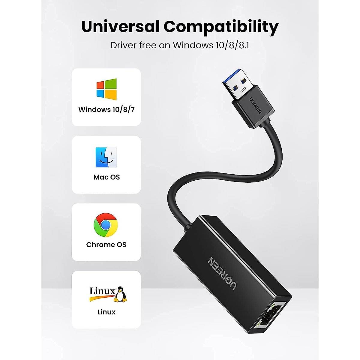 UGREEN Cat 8 Ethernet Cable 40Gbps Bundle with UGREEN USB 3.0 Ethernet Adapter