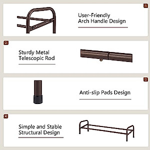 Gewudraw 1-Tier Shoe Rack Expandable, Width Adjustable Shoe Shelf Storage Organizer, 41.53'' Metal Standing Shoe Rack for Bedroom Entryway Closet, Holds up to 6 Pairs Shoes, Brown