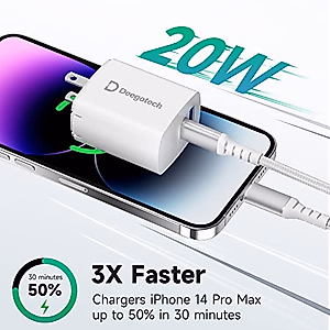 iPhone Charger Fast Charging, Deegotech 20W USB C Wall Charger & iPhone Charger Cable 10FT, PD Fast Charger for iPhone 14 /iPhone 13 Pro/13 Promax/iPhone 12/12 Promax/iPhone 11, iPad 2021