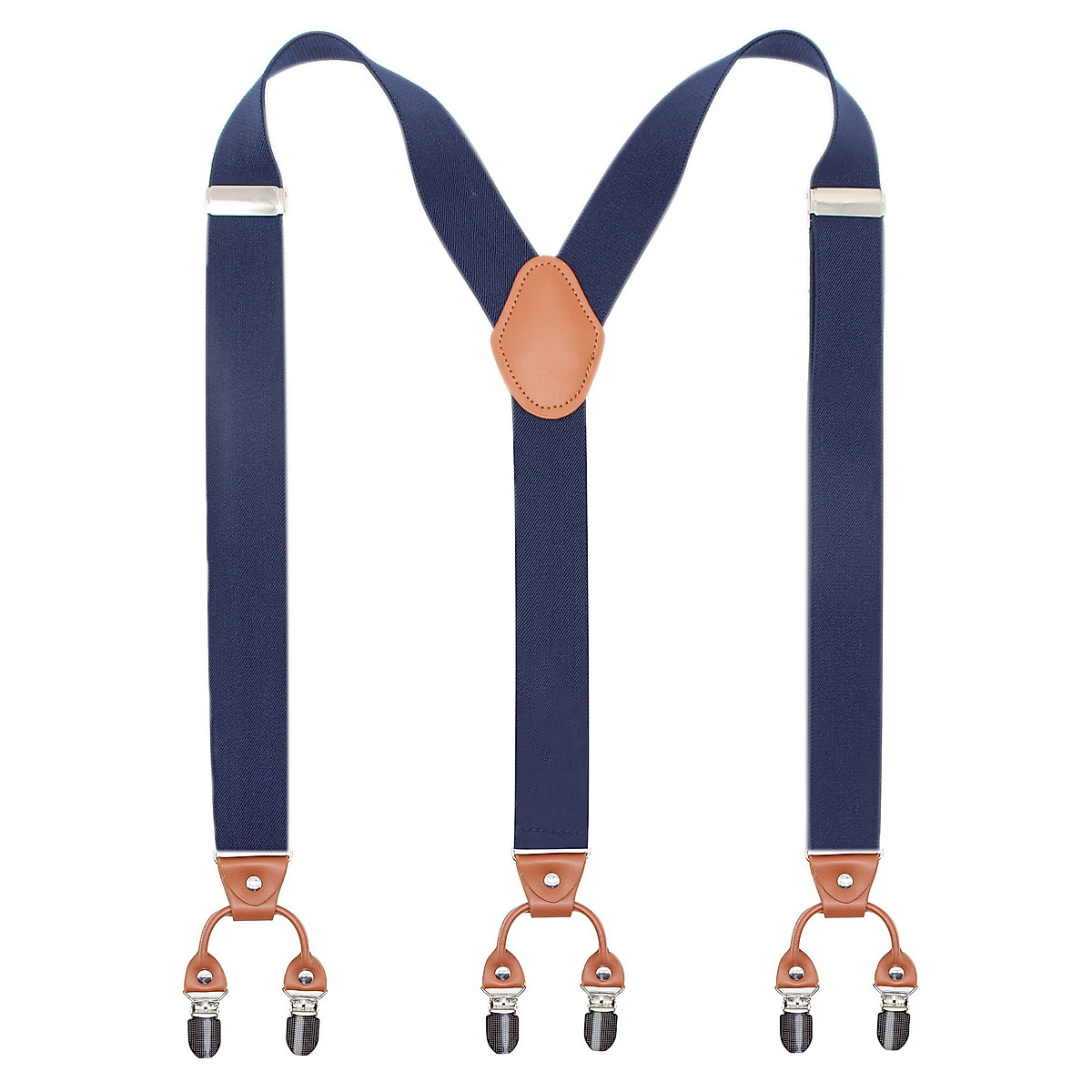 Bioterti Men’s Y-Shaped Heavy Duty Suspenders – 6 Metal Clips, Elastic Straps
