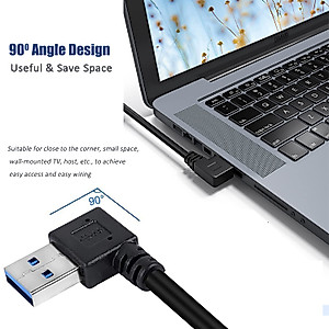 AKWOR USB 3.0 Extension Cable Left and Right Angle, 2 Pack 90 Degree USB3.0 A Male to Male Extender Cord for Laptop TV USB Disk Mouse Hard Disk Camera