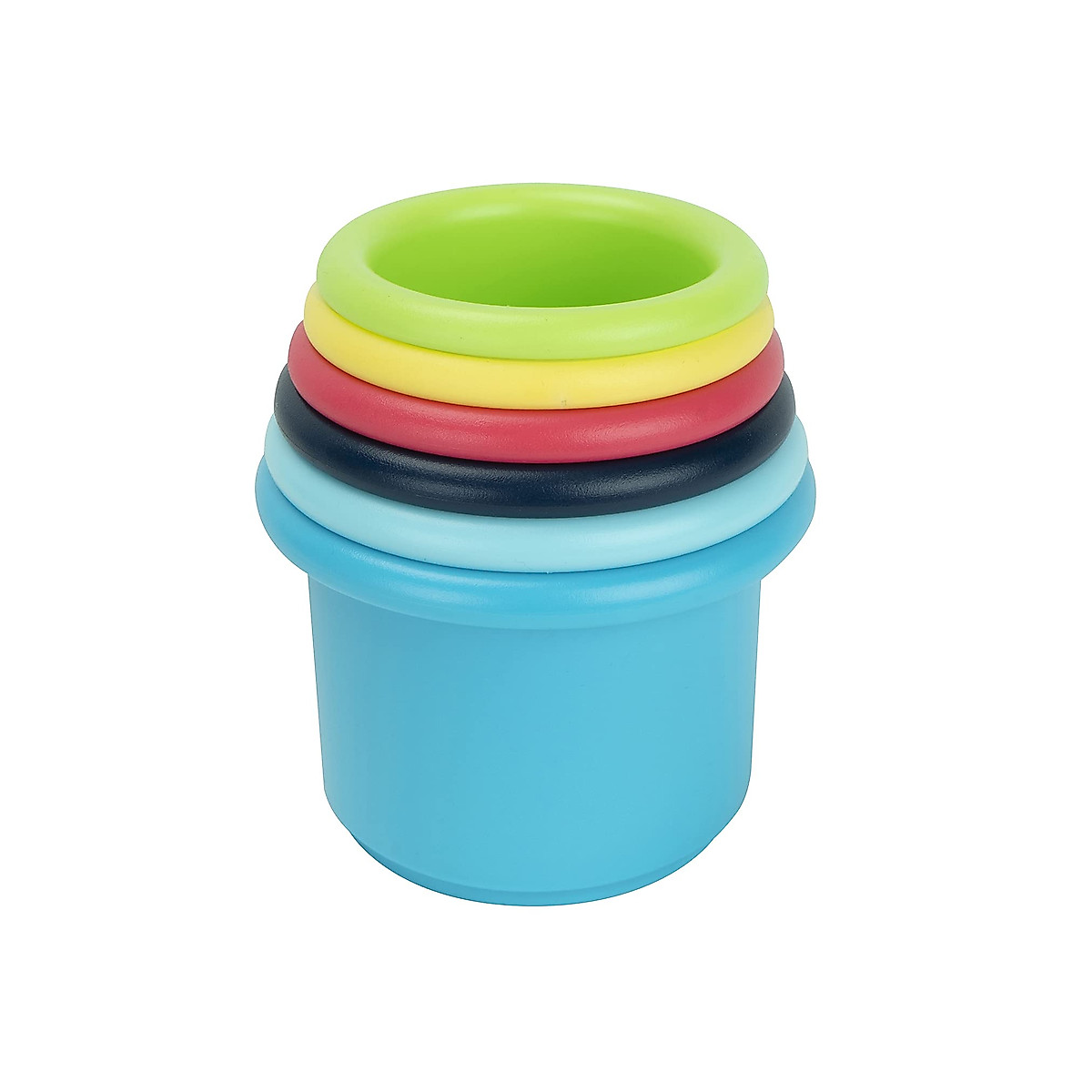 green sprouts Sprout Stacking Cups Made from Plants, Fun for Bath, Pool, Water & Sand Play, Holes for Sifting & Sprinkling (6 pk)