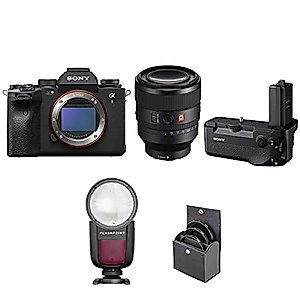 Sony Alpha 1 Mirrorless Digital Camera Bundle with FE 50mm f/1.2 G Master Lens, VG-C4EM Vertical Grip, Flashpoint TTL Round Flash Speedlight, 72mm Filter Kit