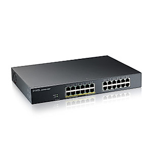 ZYXEL 24 Port PoE Switch Gigabit Ethernet Smart (GS1915-24EP) - Managed, with 12x PoE+ @ 130W, Optional Nebula Cloud, Rackmount, Limited Lifetime Protection