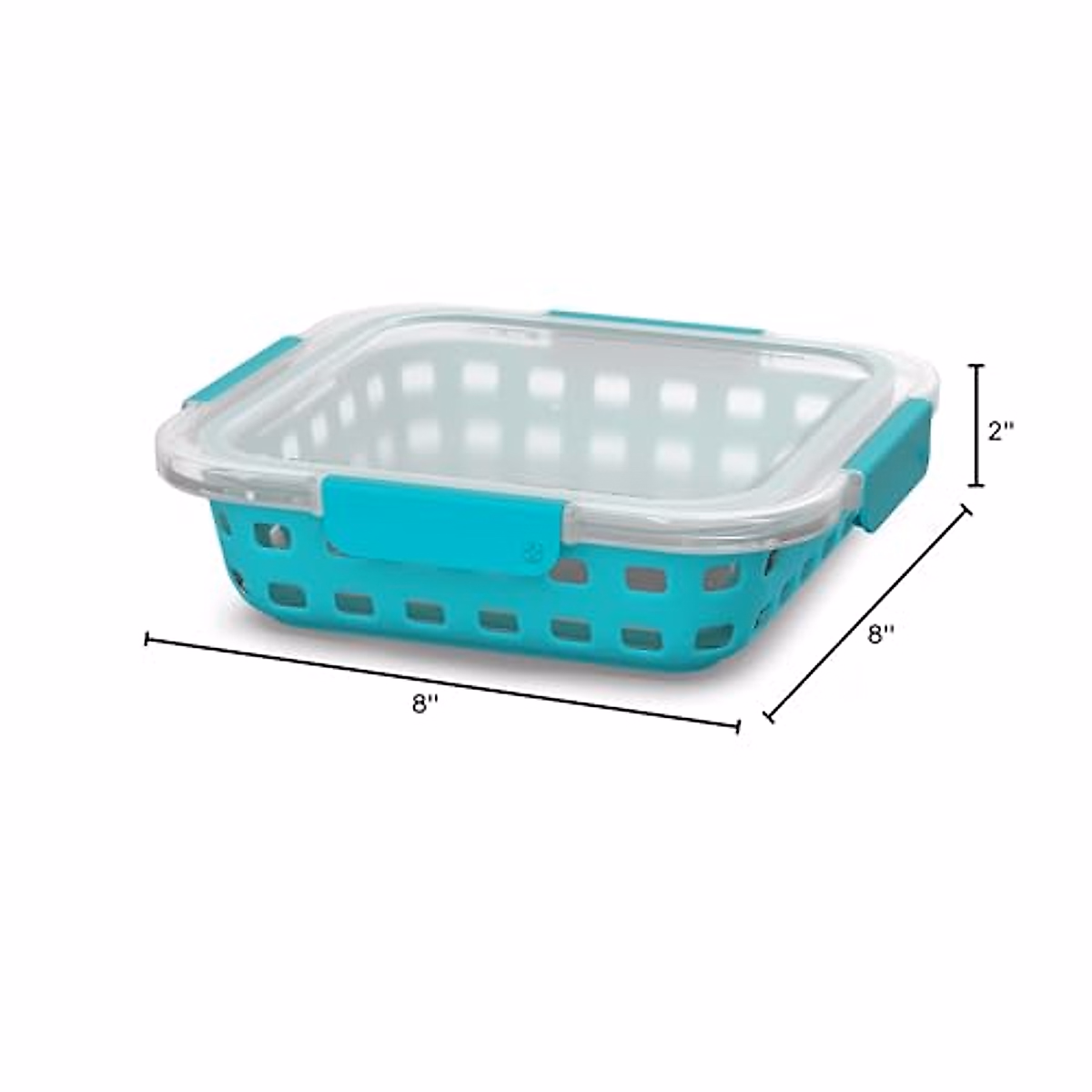 Ello Duraglass Meal Prep Container, 1.75 cup- Glass Food Storage Container with Silicone Sleeve and Airtight BPA-Free Plastic Lid, Dishwasher, Microwave, and Freezer Safe, Aquavia