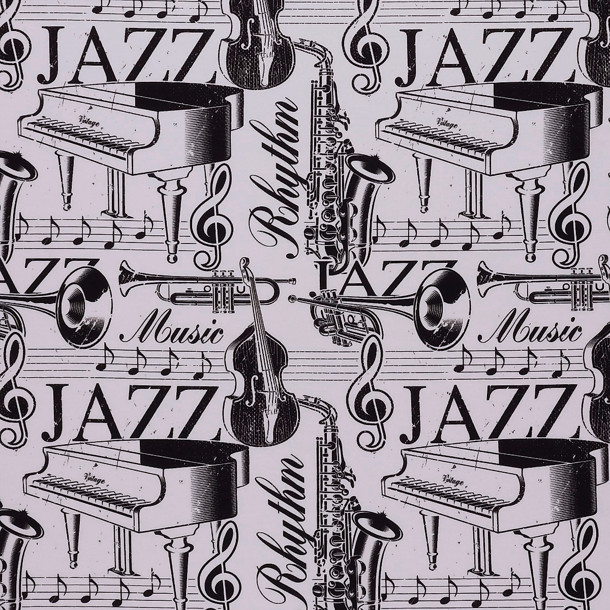 Mook Fabrics Cotton Music in The Air Equipment, White Cut by The yard