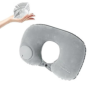 Makimoo Inflatable Travel Pillow, Neck Pillow for Travel, Inflatable Neck Pillow for Travel, Plane Pillow, Blow Up Pillow, Airplane Pillow for Neck, Waist, Back and Camping Cushion (Grey)