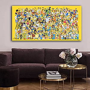 YANGX Simpsons Characters Poster Decorative Painting Canvas Wall Art Living Room Posters Bedroom Painting 16x32inch(40x80cm)
