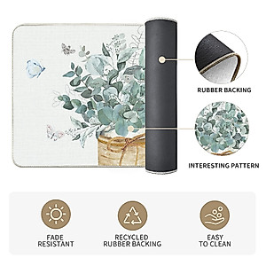 Artoid Mode Eucalyptus Vase Butterfly Summer Kitchen Mats Set of 2, Spring Home Decor Low-Profile Kitchen Rugs for Floor - 17x29 and 17x47 Inch