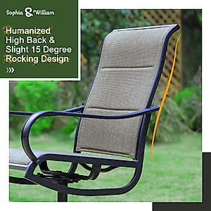 Sophia & William Patio Dining Chairs Metal Swivel Chairs Padded Textilene Set of 2 Outdoor Furniture for Lawn Garden Backyard Weather Resistant