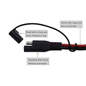 CUZEC 4FT/1.2m 14AWG SAE to SAE Extension Cable Quick Disconnect Wire Harness SAE Connector/SAE TO SAE Heavy Duty Extension Cable