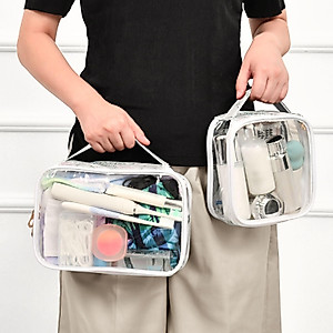 Roses Buds Dragonflies 2 Pieces Clear Makeup Cosmetic Toiletry Bags for Women Men PVC Waterproof Portable Travel Storage Carry Pouch with Gold Zippers Organizer Case for Traveling Bathroom Organizing