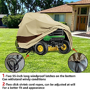 Lawn Mower Covers, 600D Oxford Cloth Riding Lawn Mower Covers Waterproof Outdoor,UV-Proof, Dust-Proof, Rain-Proof And Snow-Proof-All Weather Protection 72"L x 54"W x 47"H(khaki)