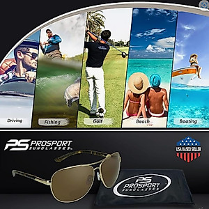 proSPORT Square Aviator Polarized Bifocal Sunglasses Gold Frame Brown Lens +3.00 Sunglasses for Men. Nearly Invisible Line Readers