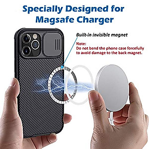 CloudValley Designed for iPhone 12 Pro Max Magnetic Case, 6.7 inch Camera Protection Case with Slide Lens Cover, Built-in Magnet Circle [Support Magsafe Charger] Slim Protective Case (Black)