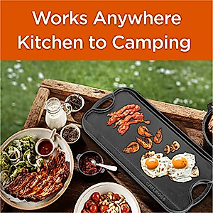 Commercial CHEF Cast Iron Griddle, Reversible Grill Griddle with Dual Handles for Stove, Oven and Outdoors