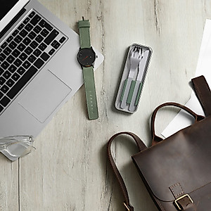 MONBENTO - Cutlery Set MB Slim Box Onyx for Lunch Box - 3 Pieces Fork Knife Spoon - Flatware Set Work Lunch Packing - Suitable for MB Original & MB Square Bento Boxes - Stainless Steel - Black