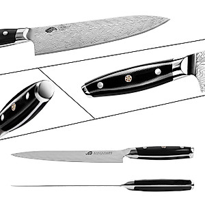 TUO Chef Knife - Kitchen Knives 8-inch High Carbon Stainless Steel - Pro Chef Vegetable Meat Knife with G10 Full Tang Handle - Black Hawk-S Series Knives Including Gift Box