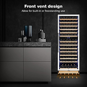 Tylza 24 Inch Wine Fridge Dual Zone, 154 Bottle Wine Cooler Refrigerator With Stainless Steel and Professional Compressor, Fast Cooling Low Noise and No Fog Built-in or Freestanding