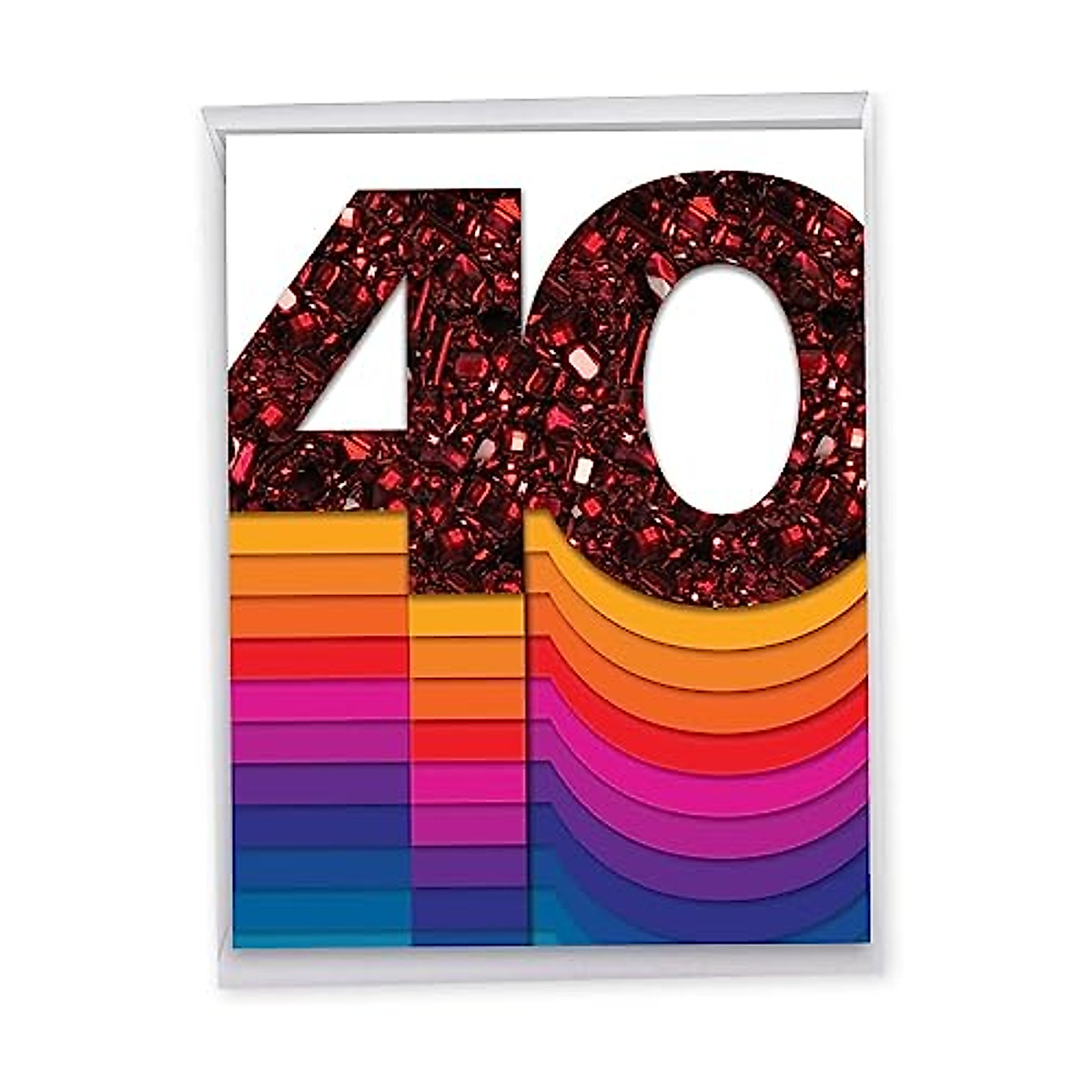 The Best Card Company - 40th Big Happy Anniversary Card (8.5 x 11 Inch) - Wedding Anniversary Congrats, Card for Married Couples (Not Foil, Layered, or 3D) - Bold Milestones 40 J6110BANG