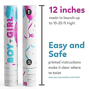 TUR Party Supplies Gender Reveal Roulette Game Kit (Blue, Pink & White) Fool Proof Confetti & Powder Cannons | 100% Biodegradable | 12 inch | Party Poppers for Boy or Girl Baby Shower Decorations