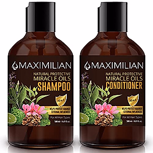 MAXIMILIAN All Natural Shampoo Deep Cleansing Natural Shampoo and Conditioner Set, 10 Hair Oils & Provitamin B5, Vegan Shampoo and Conditioner Shampoo Natural Scented, 2 x 16.9 Fl Oz
