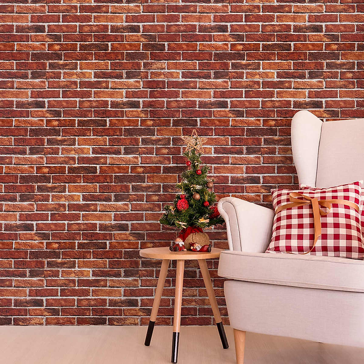 Red Faux Brick Wallpaper Peel and Stick Wallpaper 3D Brick Wallpaper 17.71in × 118in Self Adhesive Wallpaper for Fireplace Bedroom Living Room Decoration