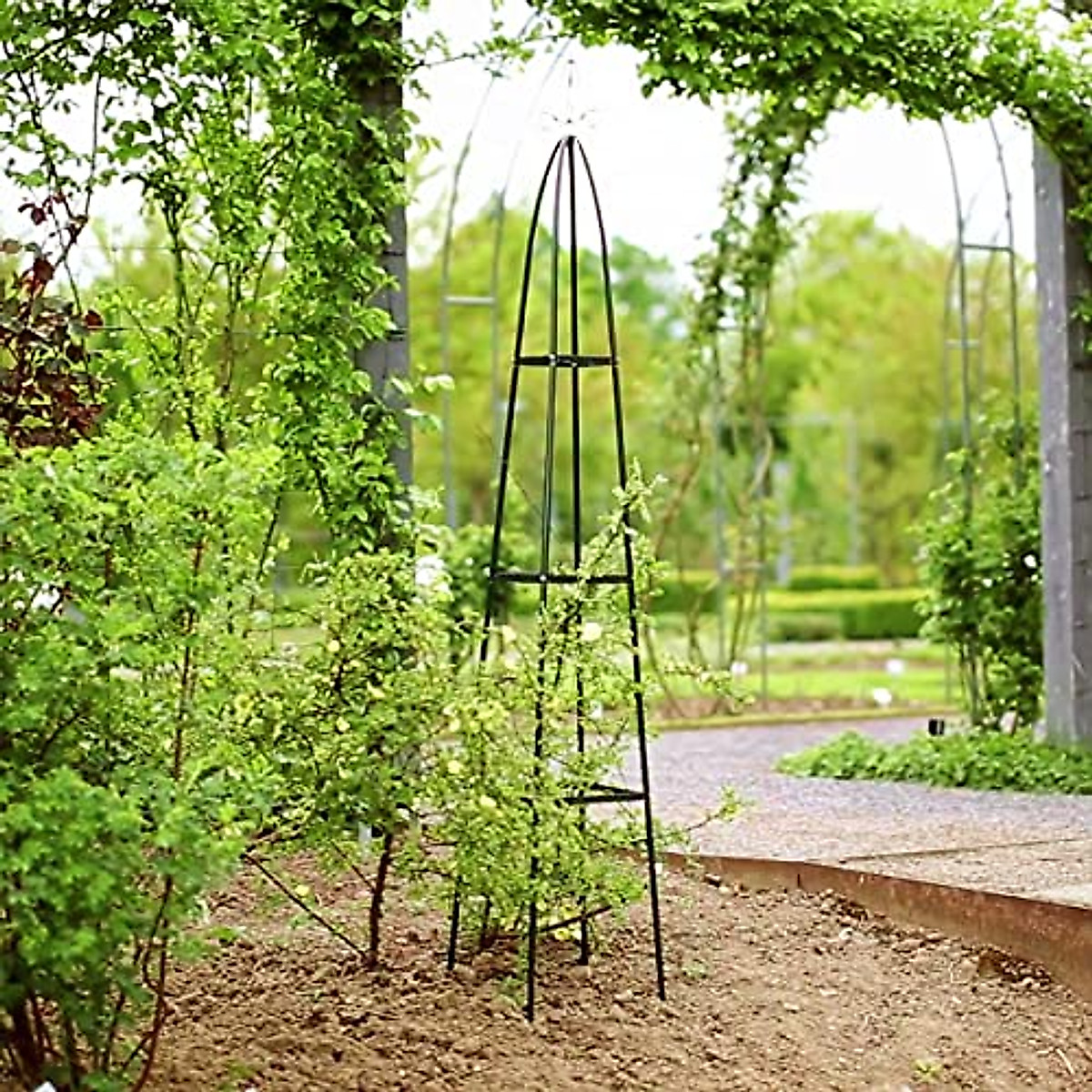 Relaxdays Obelisk Climbing Plant Support Garden Trellis 200cm, Green