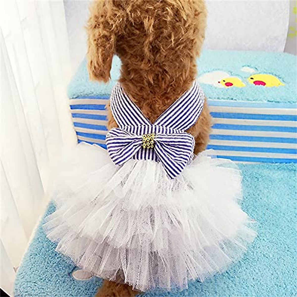 Dog Clothes for Small Dogs Girl Princess Dog Striped Clothes Stripe Dress Bubble Dresses Dog Princess Mesh for Dog Dress Skirt Lace Puppy Leopard Vest for Dogs