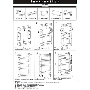 BAOYOUNI Rolling Slim Cart Between Washer Dryer Cabinet Storage Shelf Rack Narrow Slide Out Tower Organizer Space Saving Shelving Units with Wheels (4-Tier)