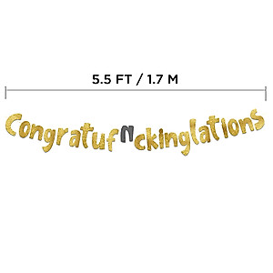 Congratulations Party Gold Glitter Banner - Retirement and Graduation Party Favors and Supplies - Promotion Party Decorations